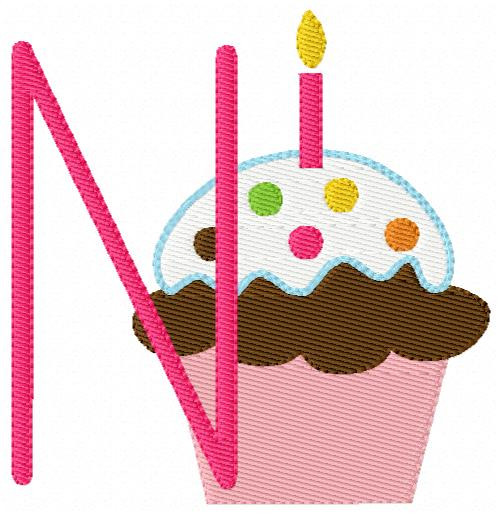 Birthday Cupcake 13 Monogram Set - Joyful Stitches