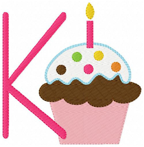 Birthday Cupcake 13 Monogram Set - Joyful Stitches