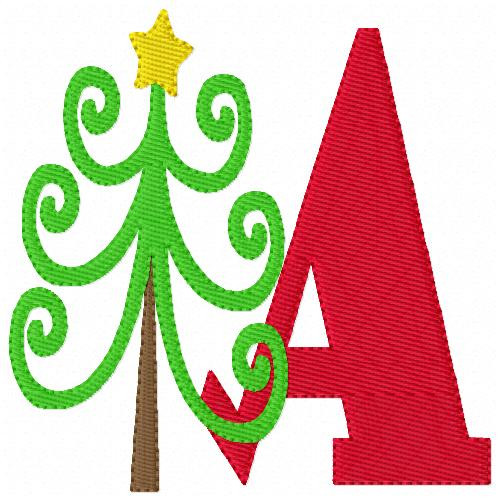 Whimsical Christmas Tree Monogram Set - Joyful Stitches
