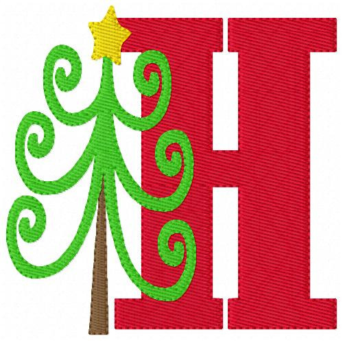Whimsical Christmas Tree Monogram Set - Joyful Stitches