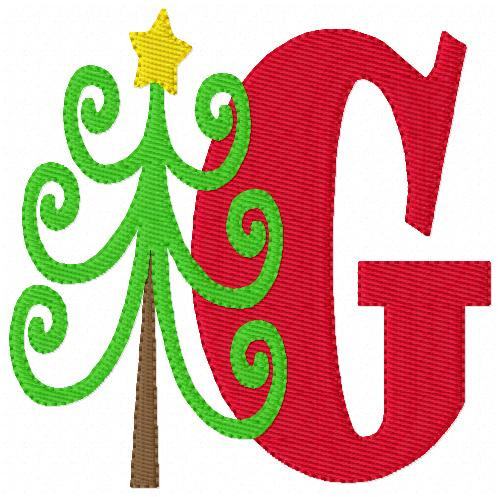 Whimsical Christmas Tree Monogram Set - Joyful Stitches