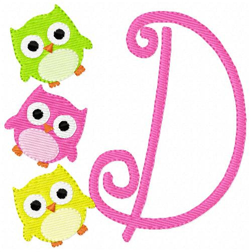 Three Little Owls Monogram Set - Joyful Stitches