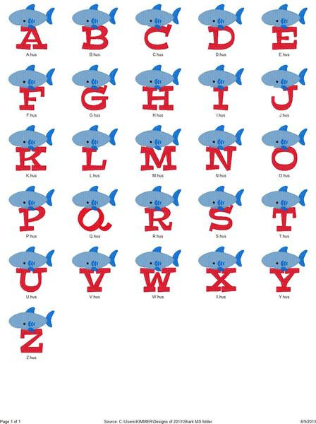 Shark Monogram Embroidery Design Font Set - Joyful Stitches