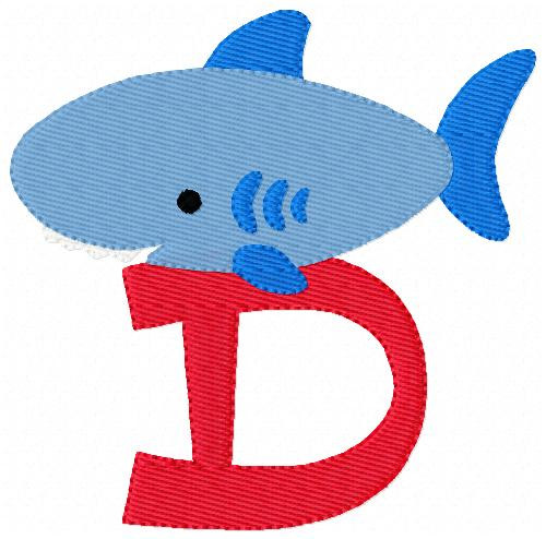 Shark Monogram Embroidery Design Font Set - Joyful Stitches
