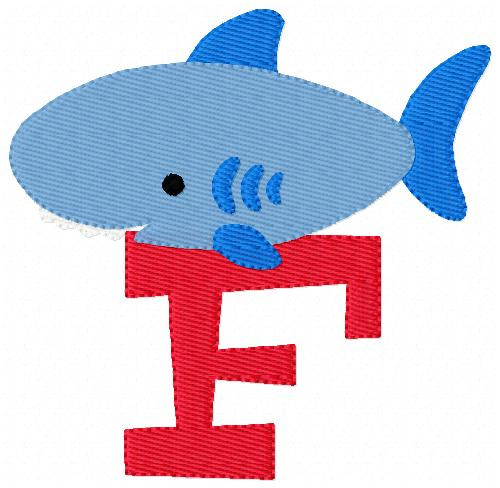 Shark Monogram Embroidery Design Font Set - Joyful Stitches