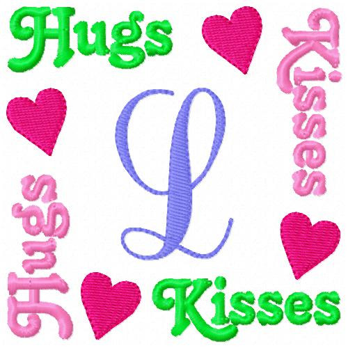 Hugs & Kisses Valentine Monogram Set - Joyful Stitches