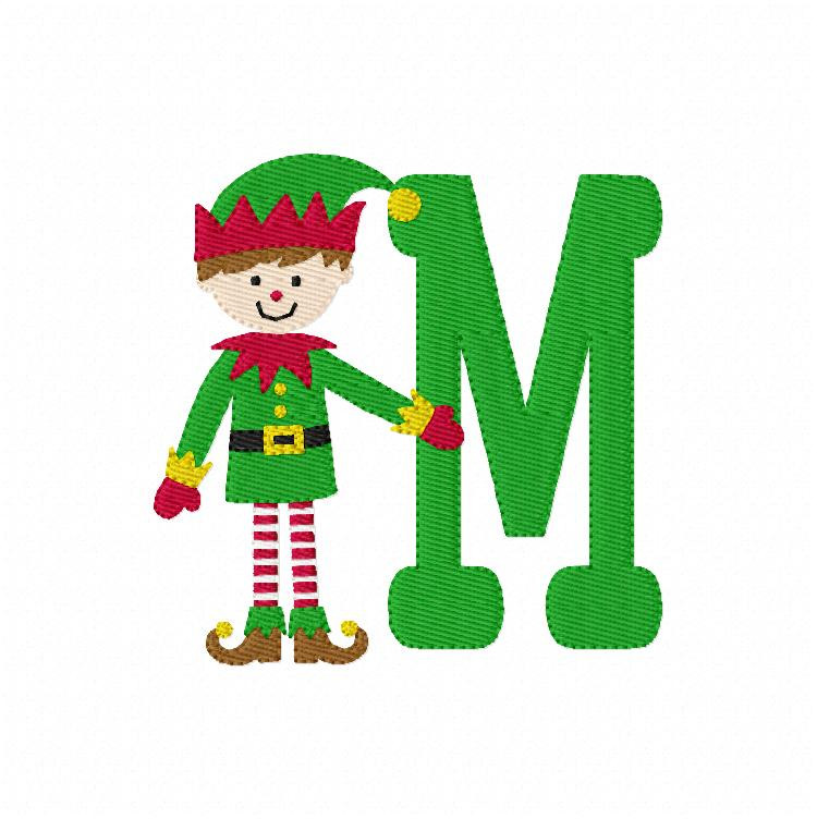 Christmas Elf Monogram Embroidery Design Font Set - Joyful Stitches