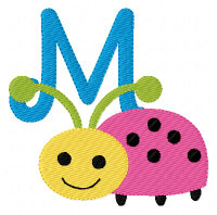 Ladybug Smiley Monogram Set - Joyful Stitches