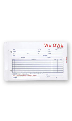 3-Part We Owe Agreement Forms