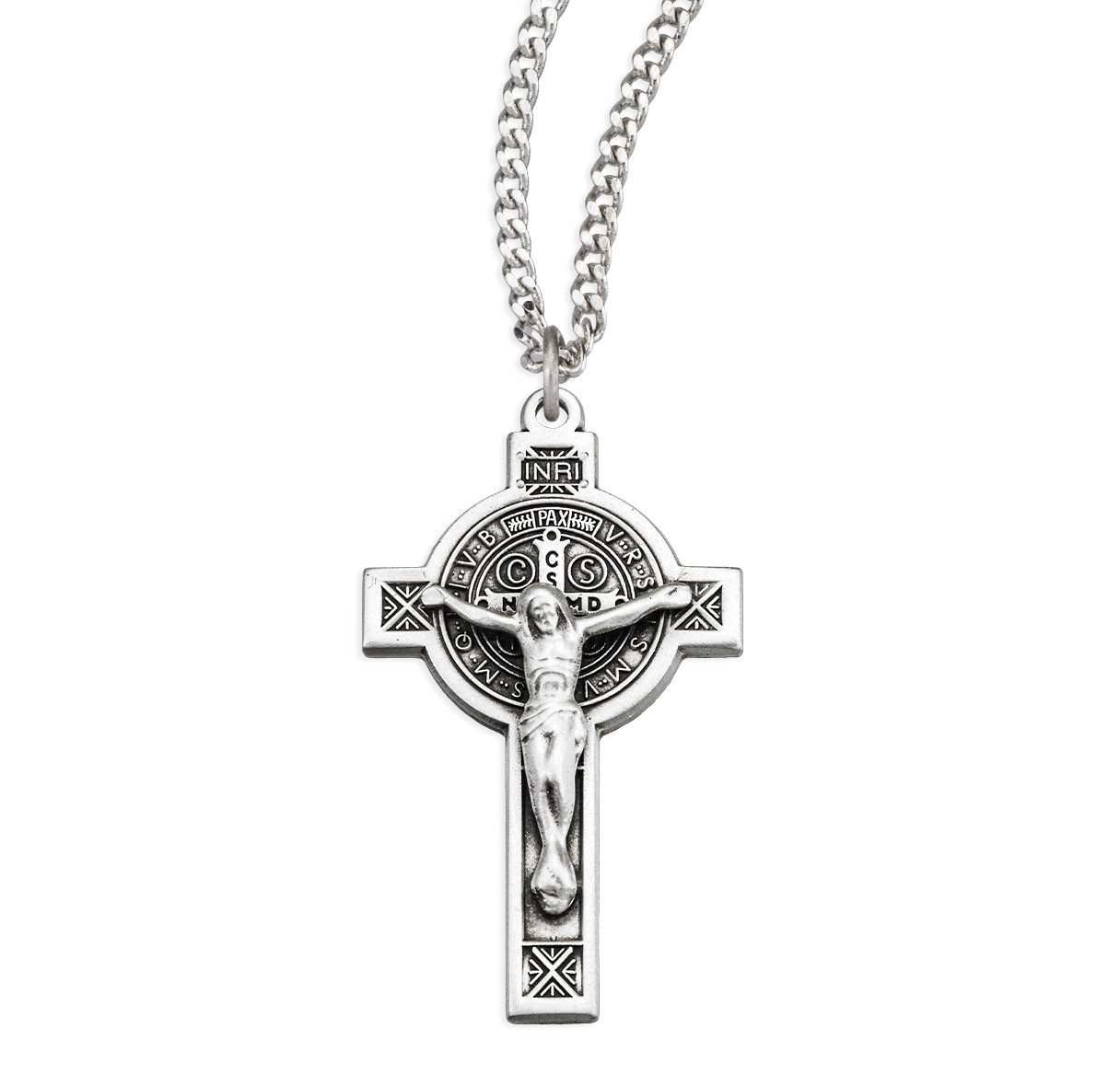 Saint Benedict Jubilee Sterling Silver Medal/Crucifix - Catholic Online ...
