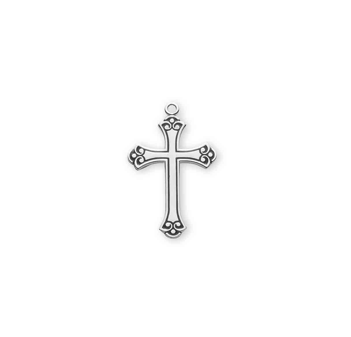 Swirl Tip Black Enameled Sterling Silver Cross - Catholic Online ...