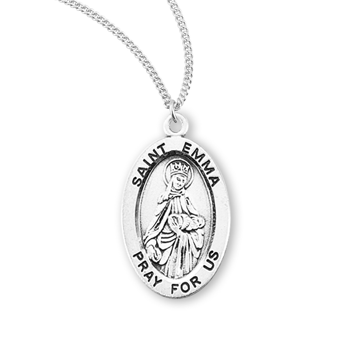 Patron Saint Emma Oval Sterling Silver Medal - Catholic Online Shopping ...