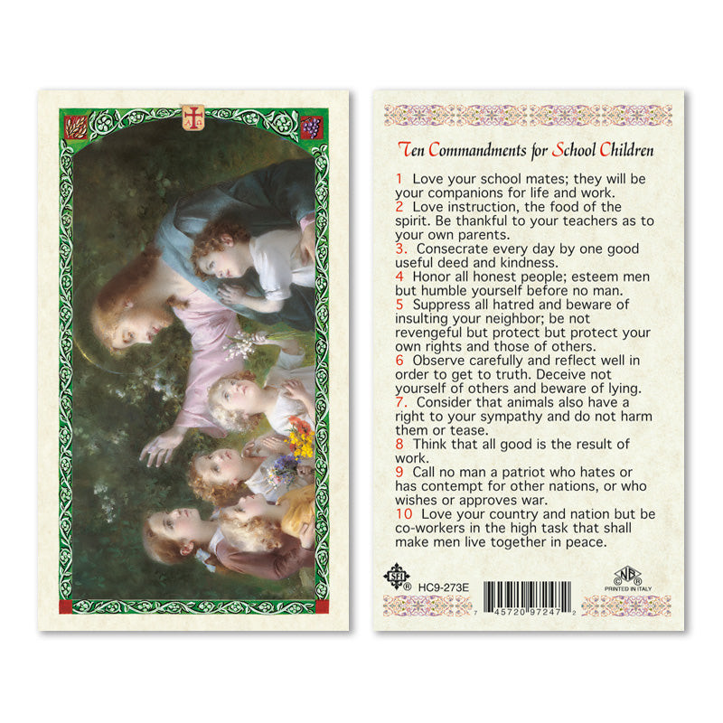 The Ten Commandments For Children Laminated Prayer Cards (Pack of 25 ...