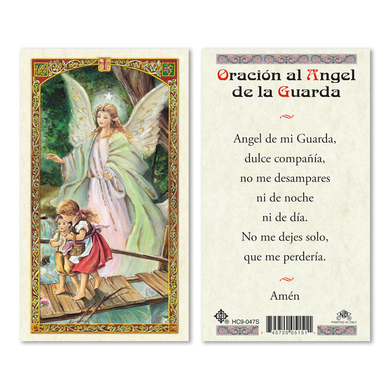 Angel De Guardia Crusando Puente Spanish Laminated Prayer Cards (Pack ...