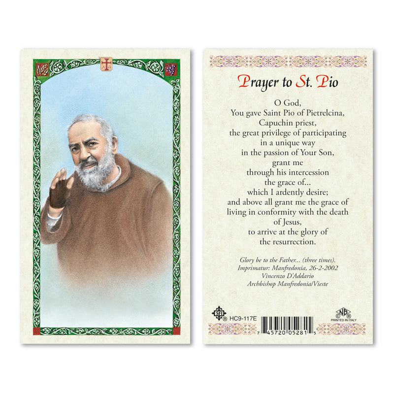 St. Padre Pio Laminated Prayer Cards (Pack of 25) - Catholic Online ...