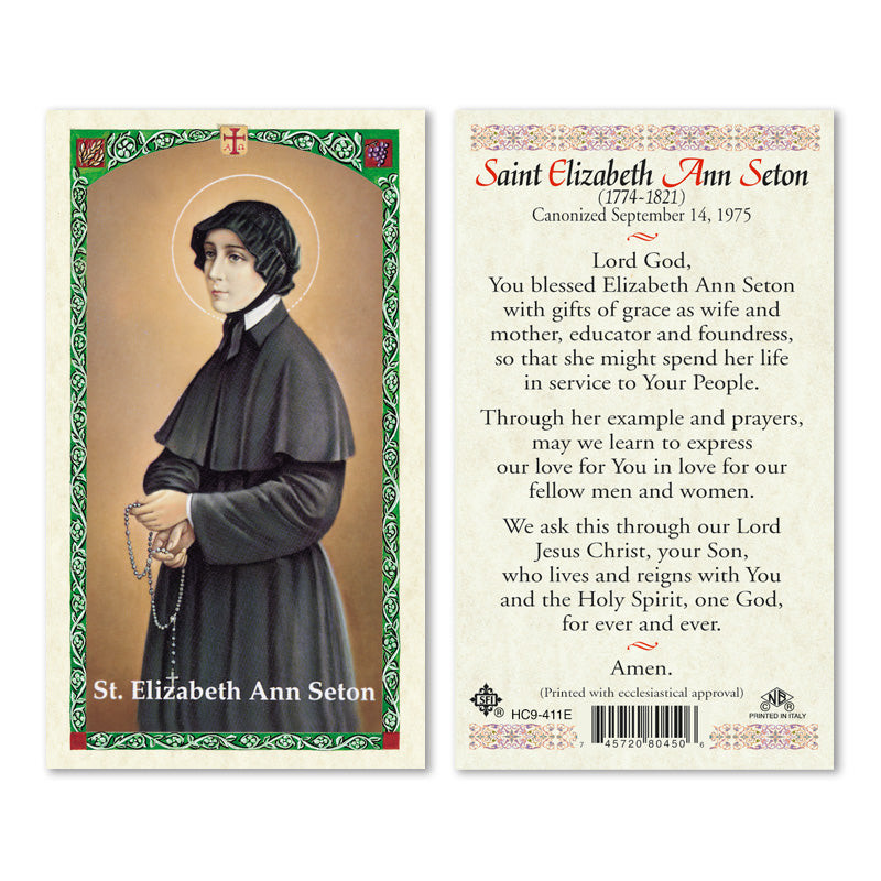 St. Elizabeth Ann Seton Laminated Prayer Cards (Pack of 25) - Catholic ...