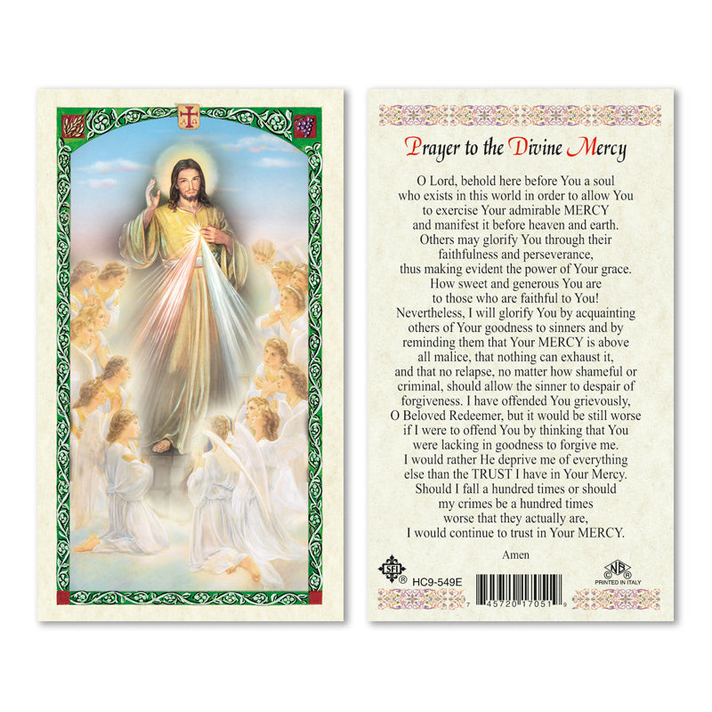 Divine Mercy with Angels Laminated Prayer Cards (Pack of 25) - Catholic ...