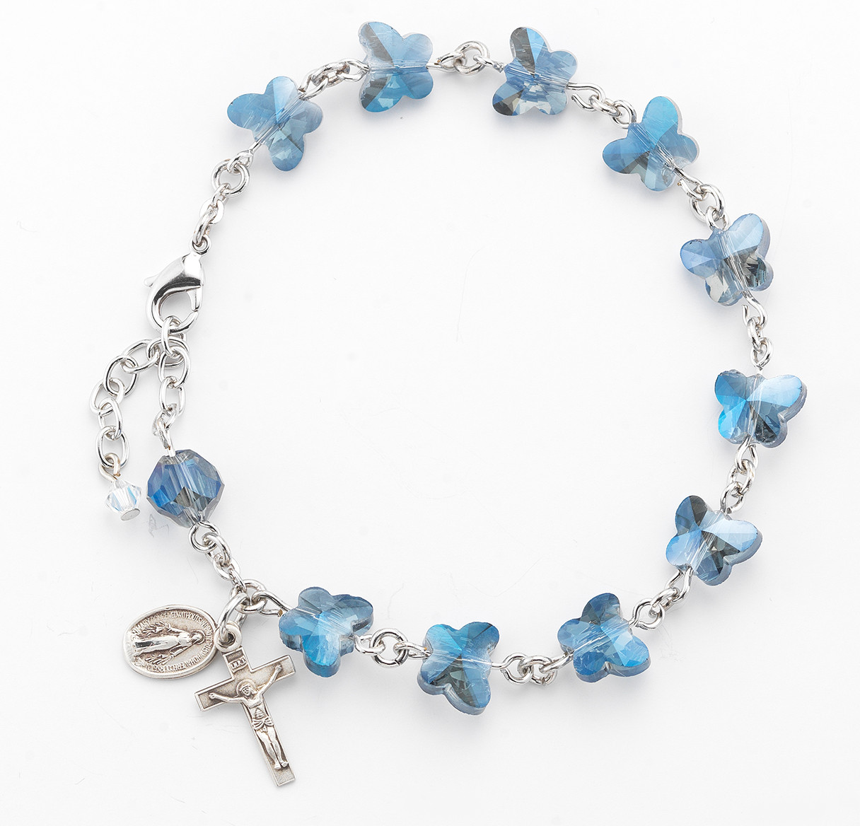 Dark Blue Butterfly Rosary Bracelet - Catholic Online Shopping