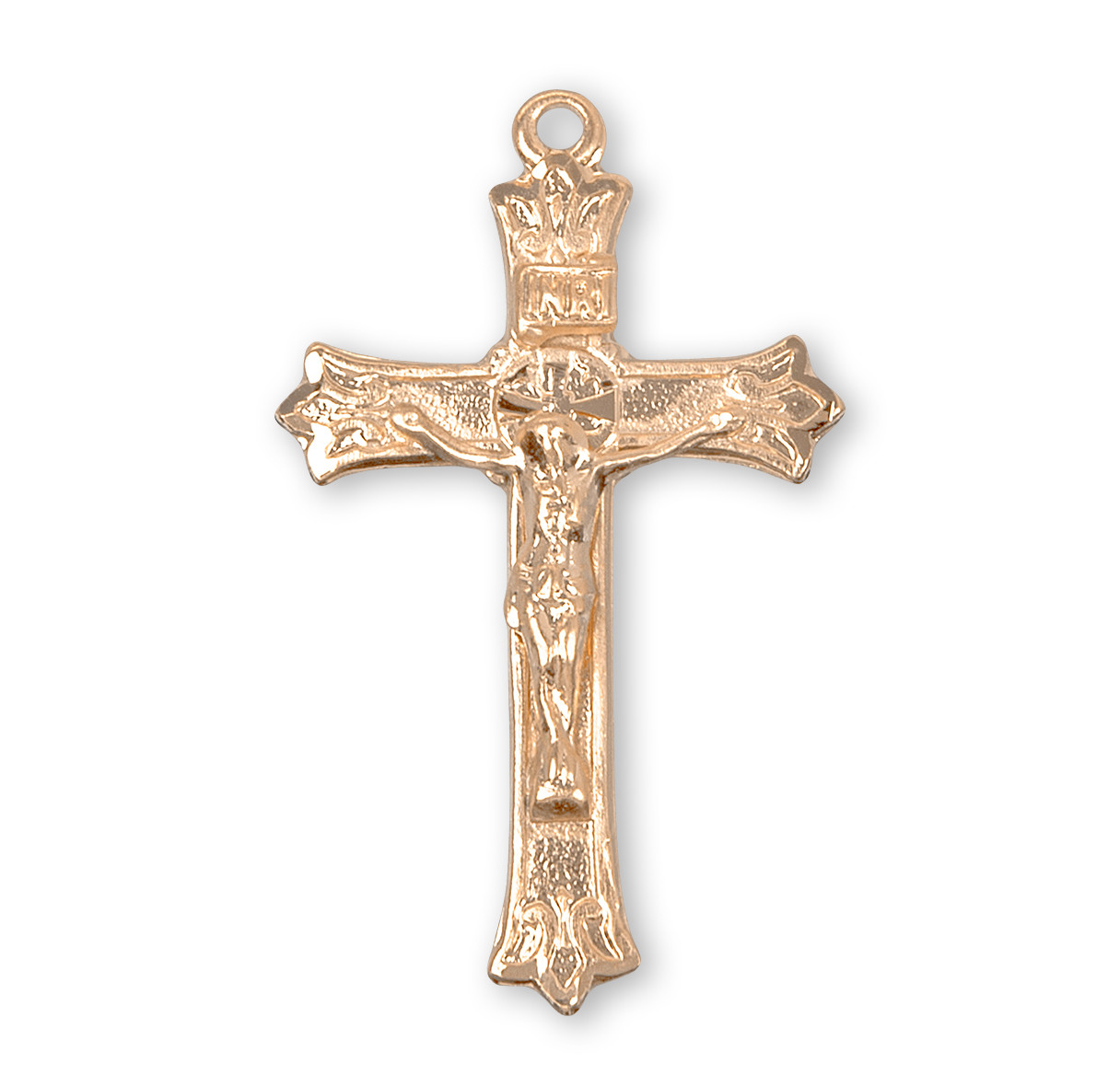 Triple Flare Tip Gold Over Sterling Silver Crucifix - Catholic Online ...
