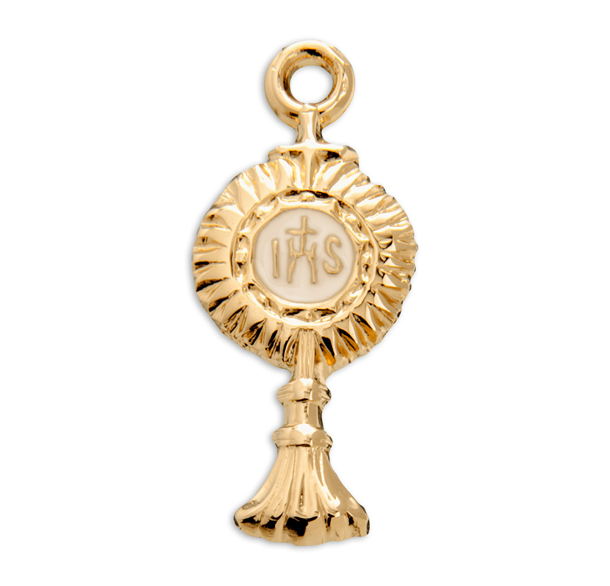 Gold Over Sterling Silver Monstrance Pendant with White Epoxy ...