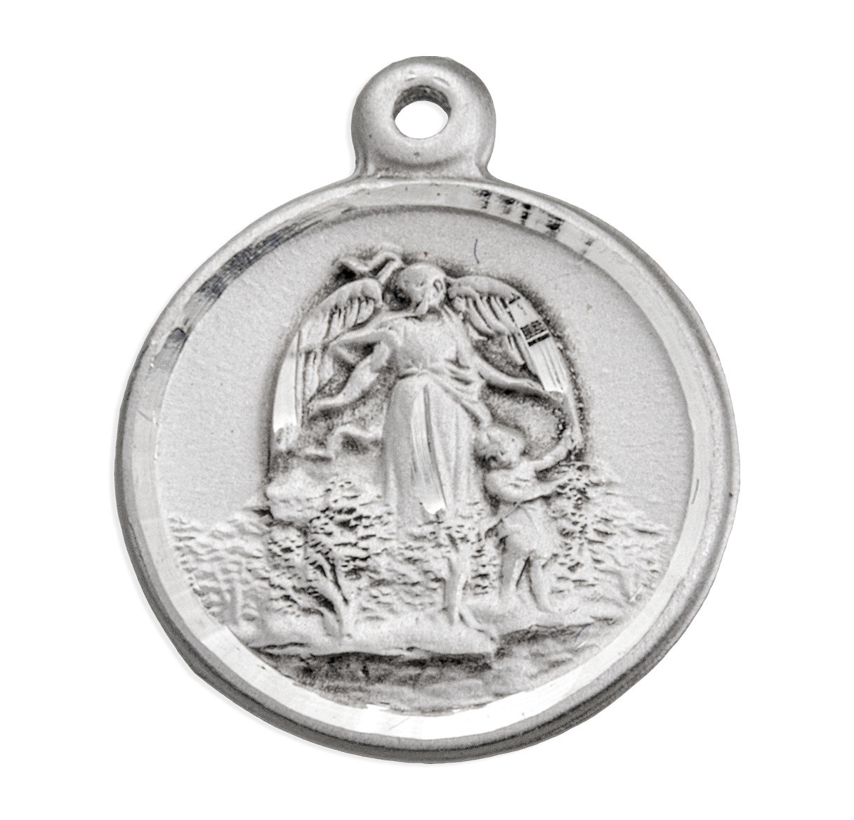 Guardian Angel Round Sterling Silver Medal - Catholic Online Shopping