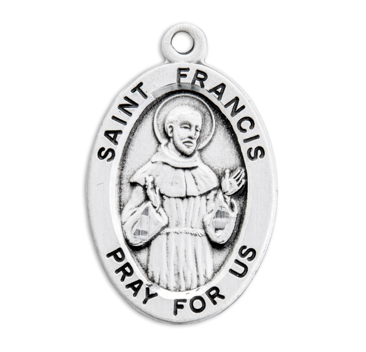 Patron Saint Francis Assisi Oval Sterling Silver Medal - Catholic ...