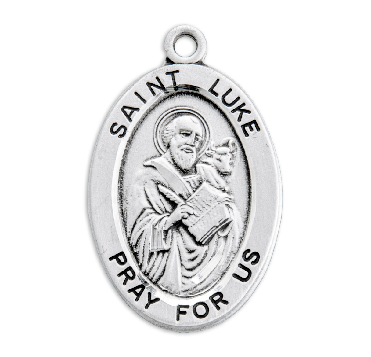 Patron Saint Luke Oval Sterling Silver Medal - Catholic Online Shopping