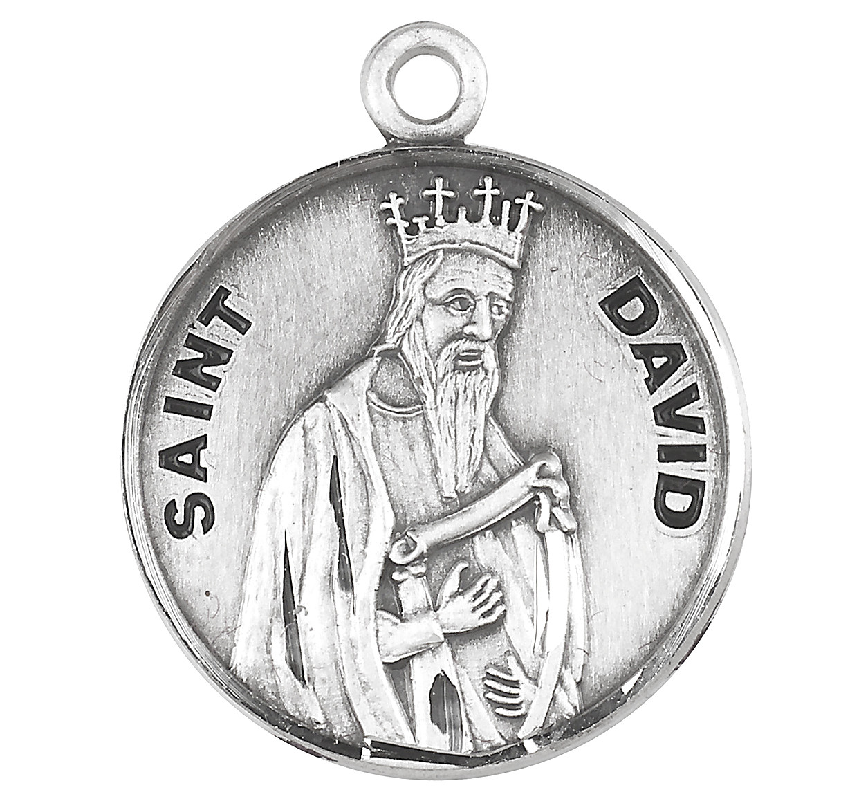 Patron Saint David Round Sterling Silver Medal - Catholic Online Shopping