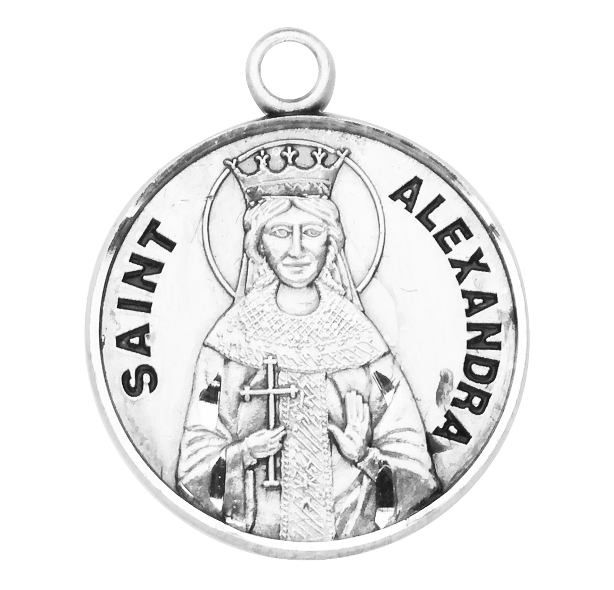 Patron Saint Alexandra Round Sterling Silver Medal - Catholic Online ...