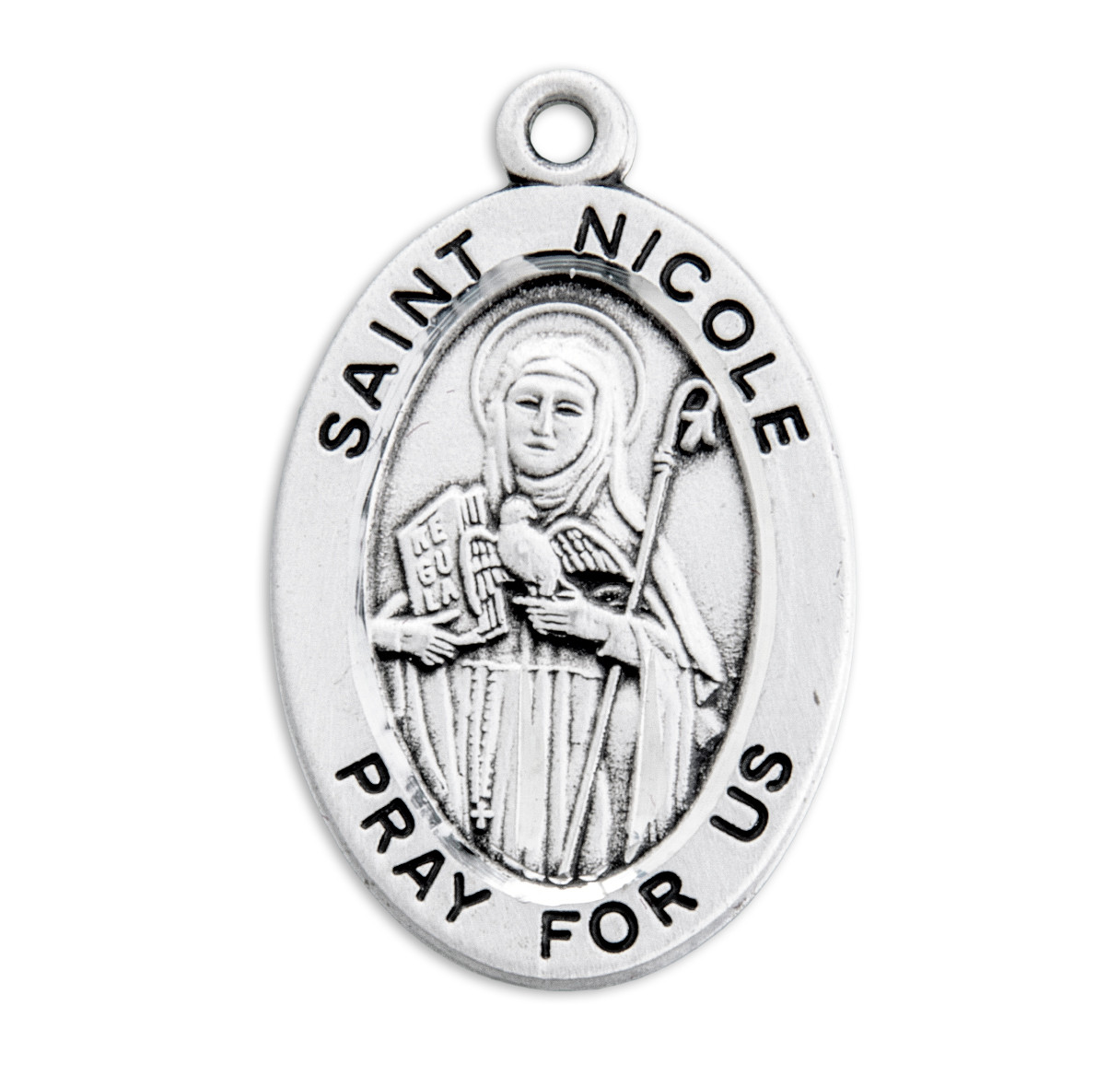 Patron Saint Nicole Oval Sterling Silver Medal - Catholic Online Shopping