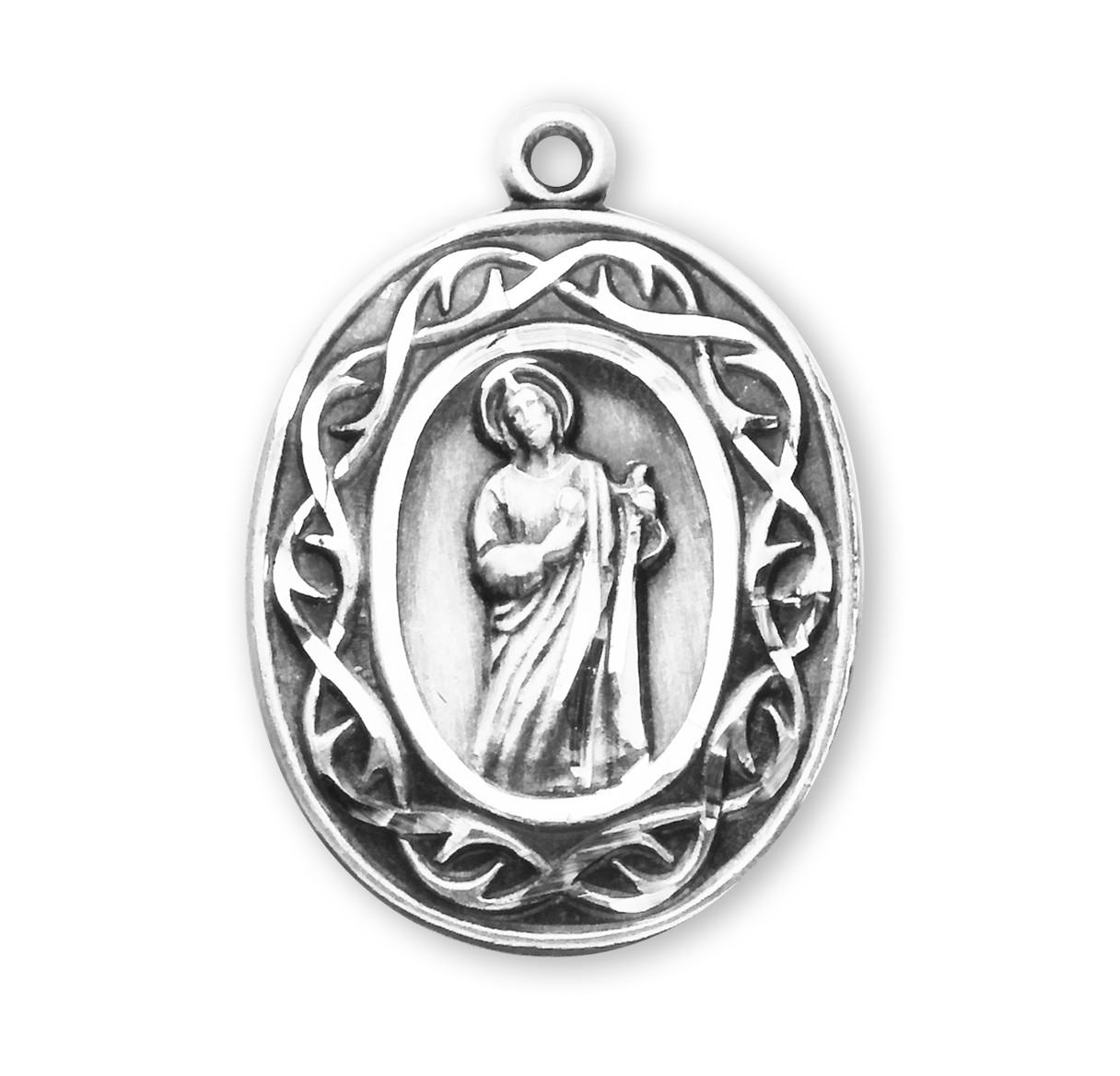 Saint Jude Thaddeus Oval Sterling Silver "Crown of Thorns" Medal ...