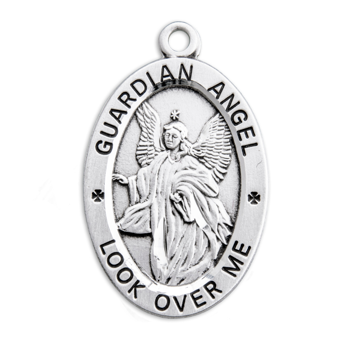 Guardian Angel Oval Sterling Silver Medal - Catholic Online Shopping