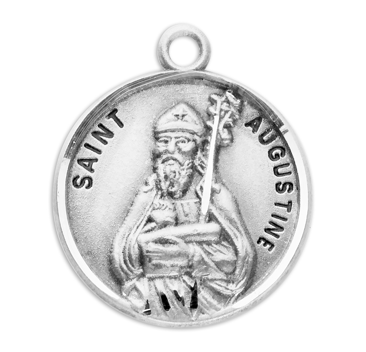 Patron Saint Augustine Round Sterling Silver Medal - Catholic Online ...