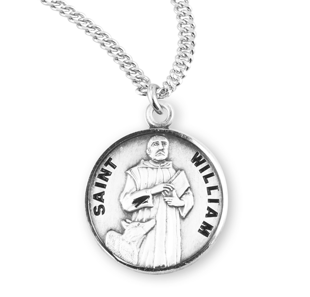 Patron Saint William Round Sterling Silver Medal - Catholic Online Shopping
