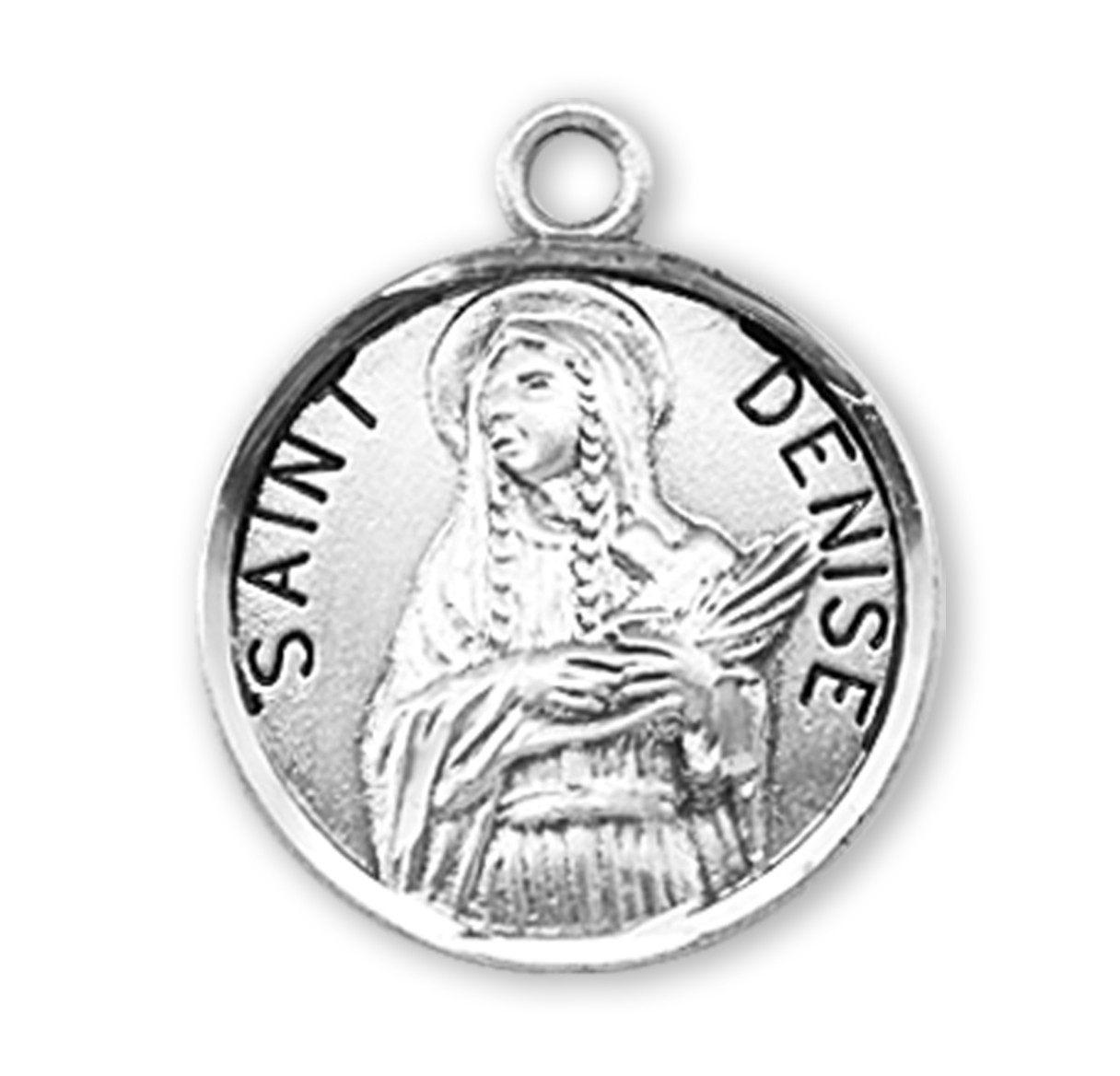 Patron Saint Denise Round Sterling Silver Medal - Catholic Online Shopping