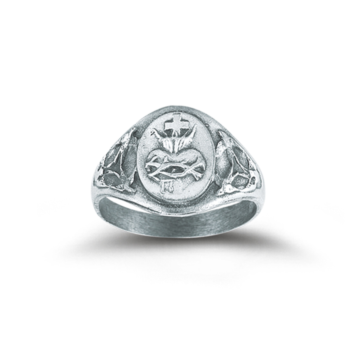 Sterling Silver Sacred Heart of Jesus Ring - Catholic Online Shopping