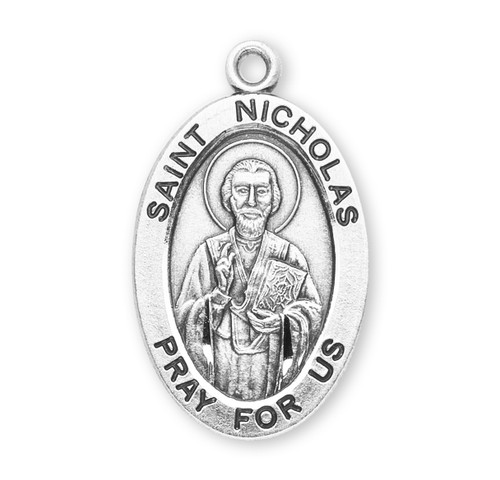 Patron Saint Nicholas Oval Sterling Silver Medal - Catholic Online ...