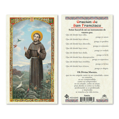 St. Francis Spanish Laminated Prayer Cards (Pack of 25) - Catholic ...