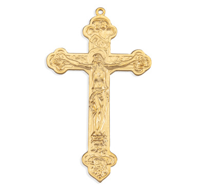Gold Over Sterling Silver Fancy Crucifix with Vine Patterns - Catholic ...