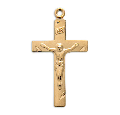 Basic Engraved Gold Over Sterling Silver Crucifix - Catholic Online ...