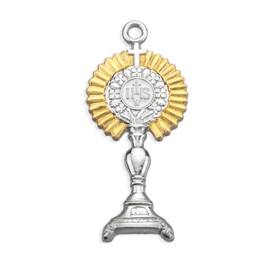 Two-tone Sterling Silver Monstrance Pendant - Catholic Online Shopping ...
