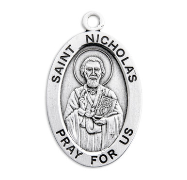 Patron Saint Nicholas Oval Sterling Silver Medal - Catholic Online ...