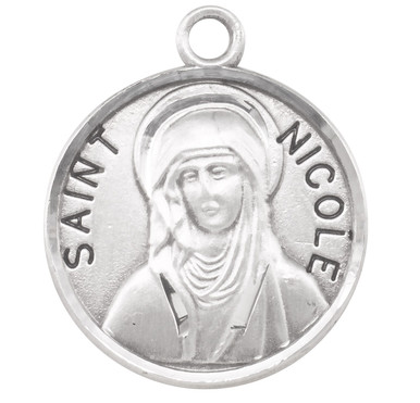 Patron Saint Nicole Round Sterling Silver Medal - Catholic Online ...