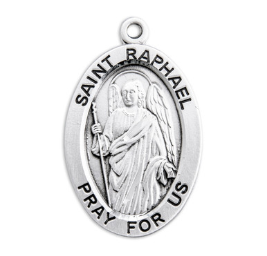 Patron Saint Raphael Archangel Oval Sterling Silver Medal - Catholic ...