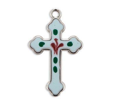 Sterling Silver Blue Enameled Cross - Catholic Online Shopping - World ...