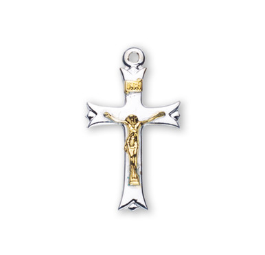 Sterling Silver Two Toned Notched Flared Tip Crucifix - Catholic Online ...