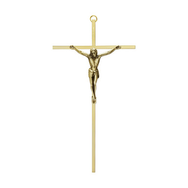 Antique Brass Finish Slim Line Crucifix - 10 inches - Catholic Online ...