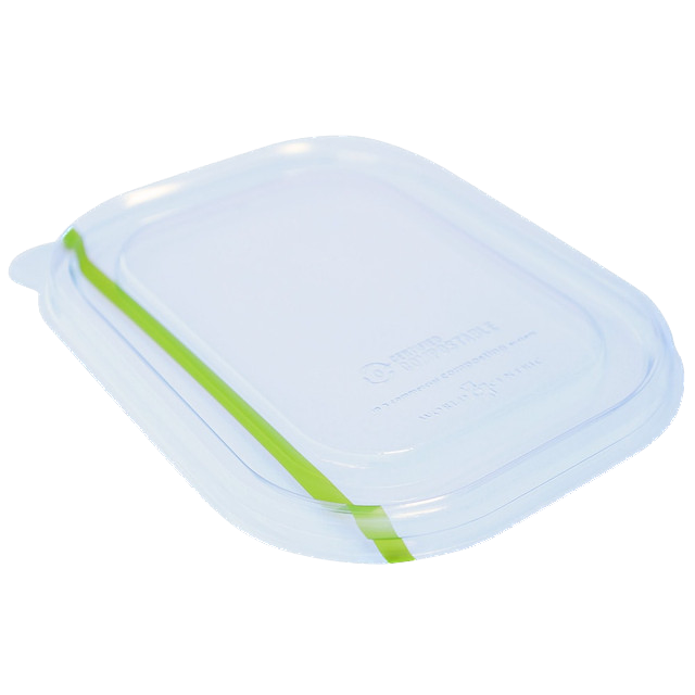 Flat Lid - 20-48 oz Fiber Boxes, Clear PLA, Stripe - World Centric
