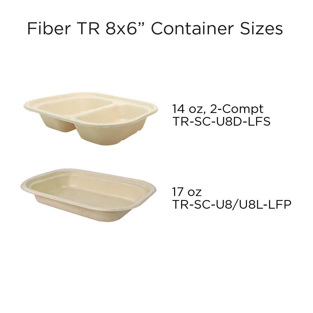 8x6x1.5" (14 oz) Fiber Container, 2-Compt - World Centric
