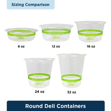 8 oz Round Deli Container, Clear PLA - World Centric